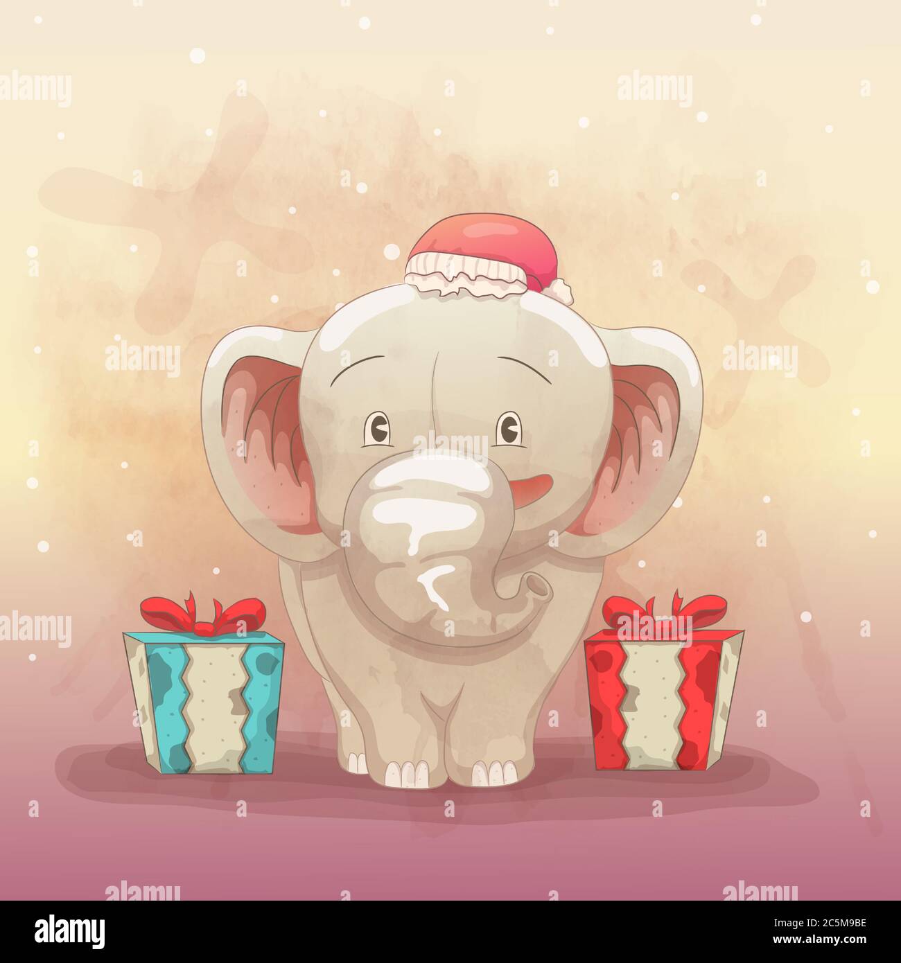 Cute happy christmas gift Stock Vector Images - Alamy