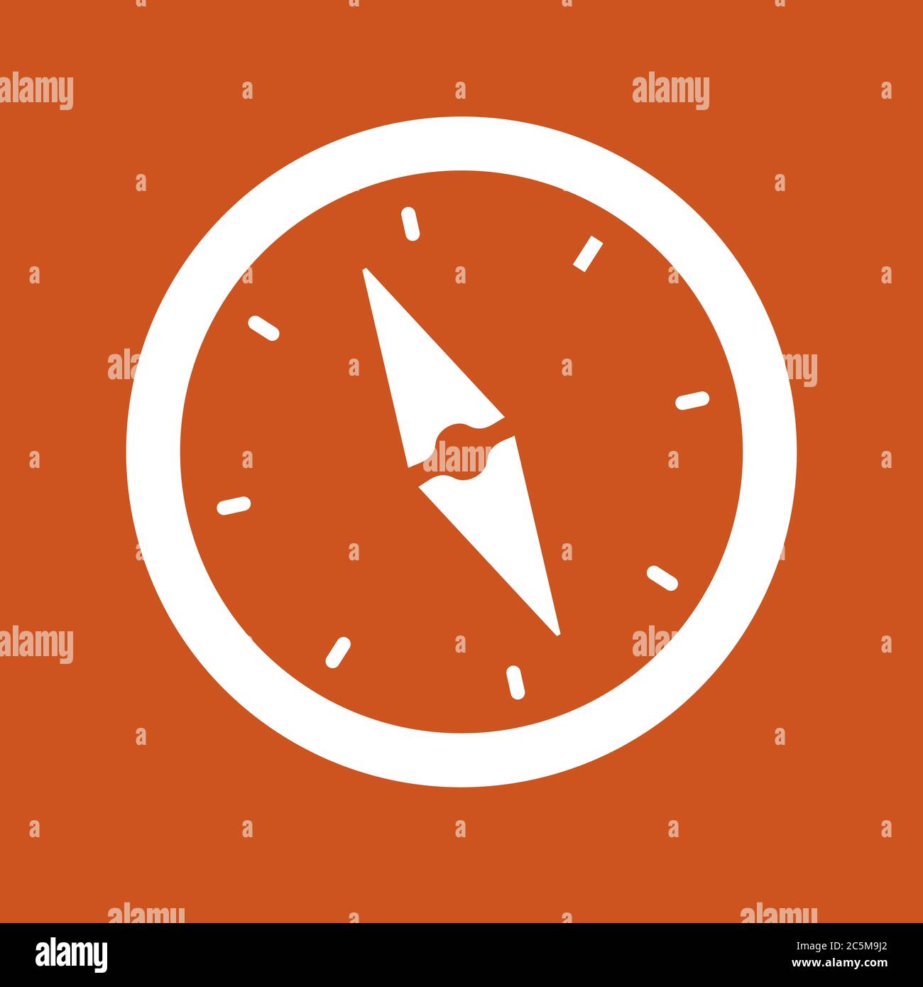 Compass icon in trendy flat style isolated on red background. Vector ...