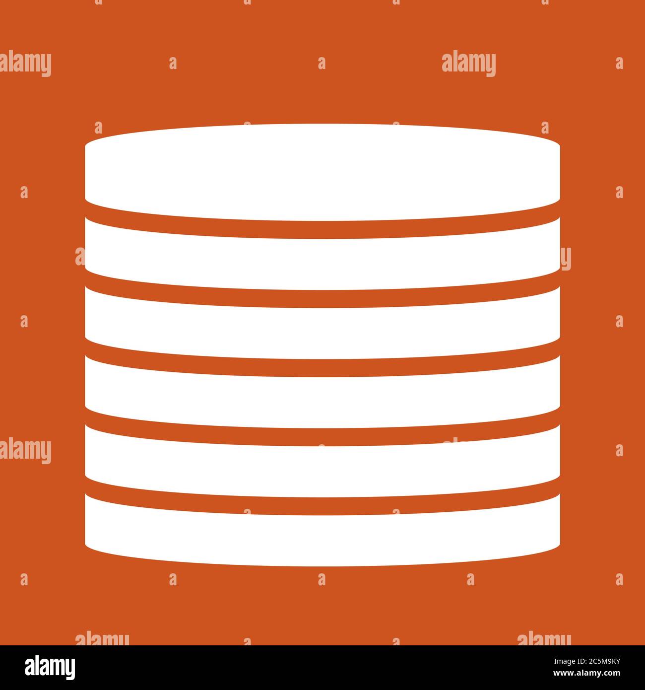 Data base icon in trendy flat style isolated on red background. Vector ...