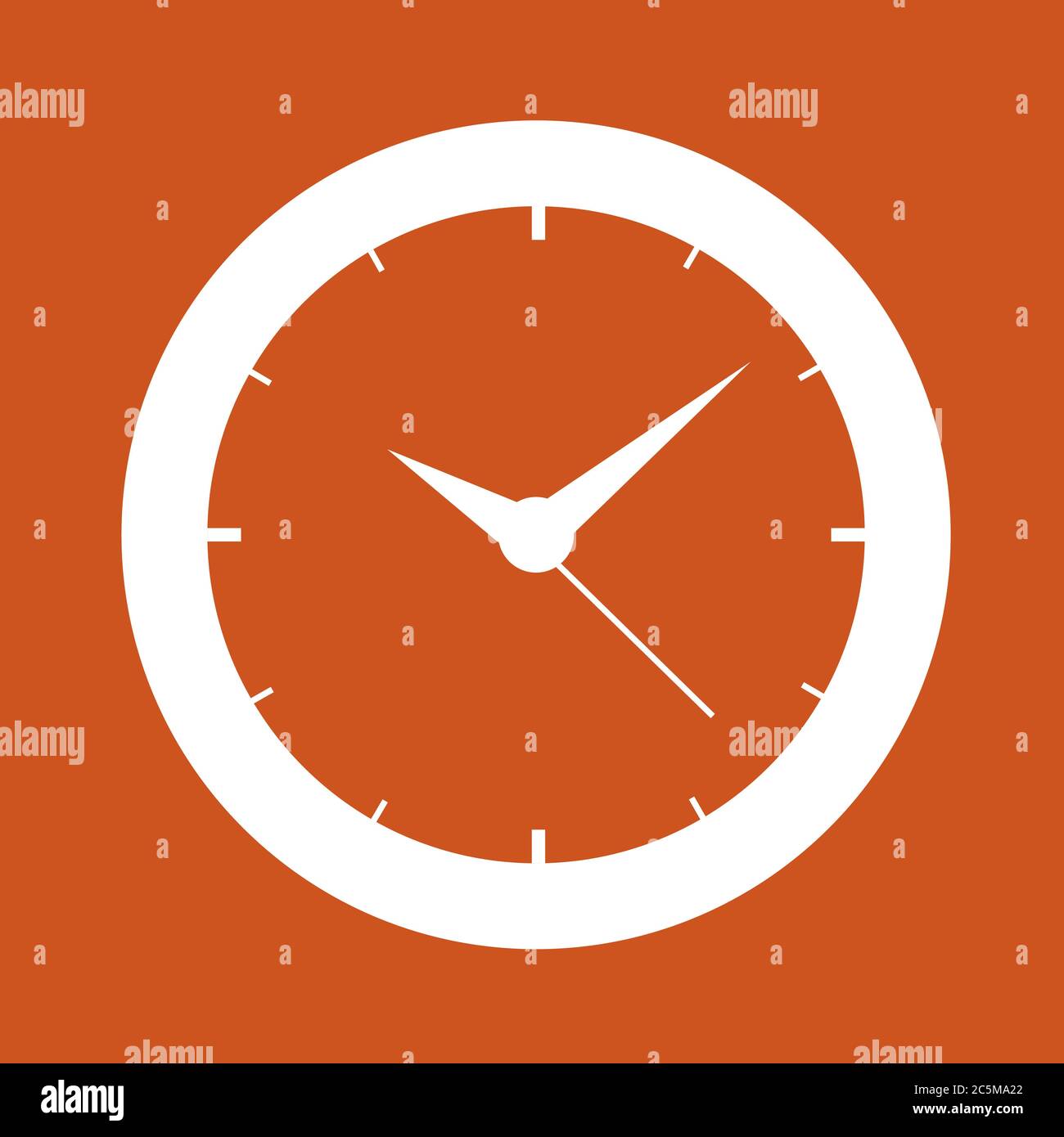 Clock icon in trendy flat style isolated on red background. Vector ...