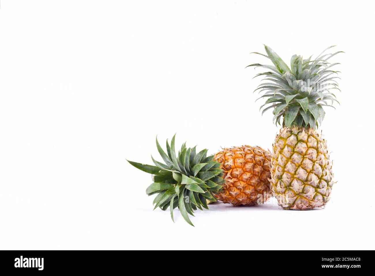 ripe pineapple (Ananas comosus) on white background healthy pineapple ...