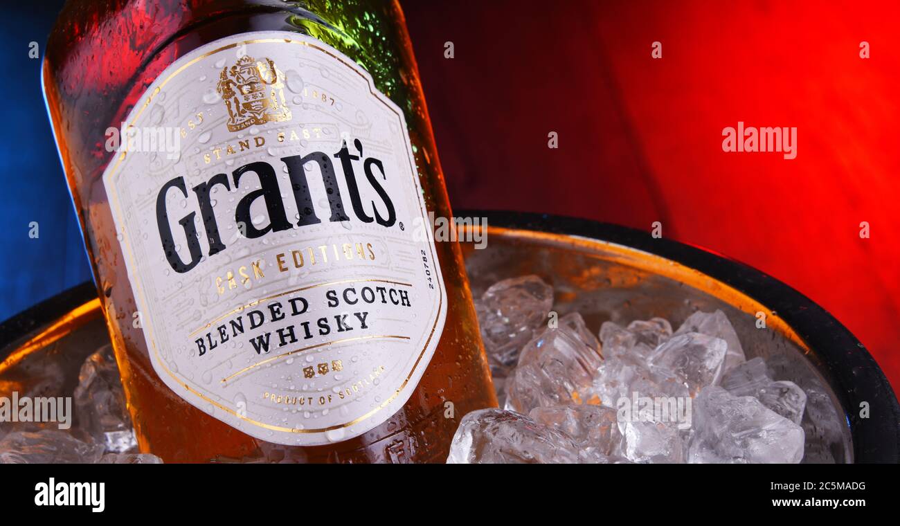 POZNAN, POL - JAN 3, 2020: Bottle of Grant's whisky, the oldest family ...
