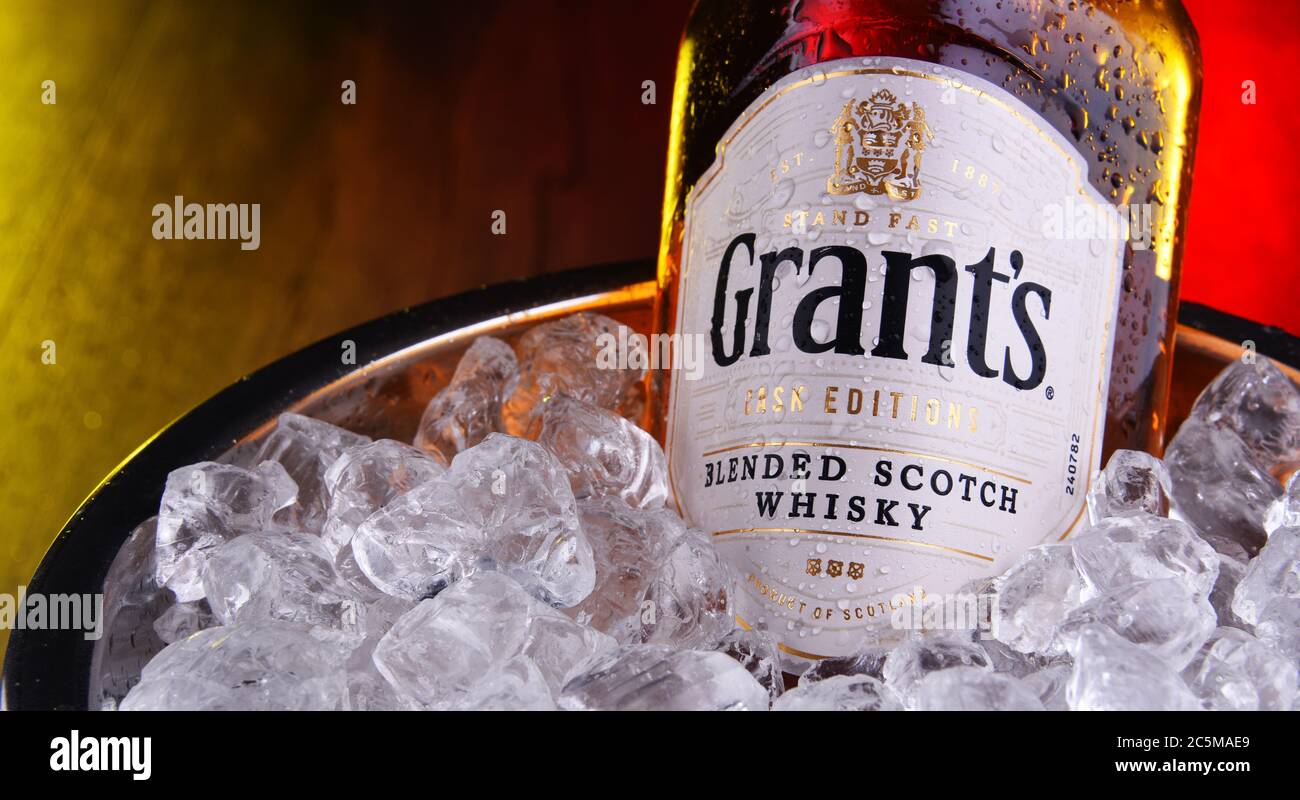 POZNAN, POL - JAN 3, 2020: Bottle of Grant's whisky, the oldest family ...