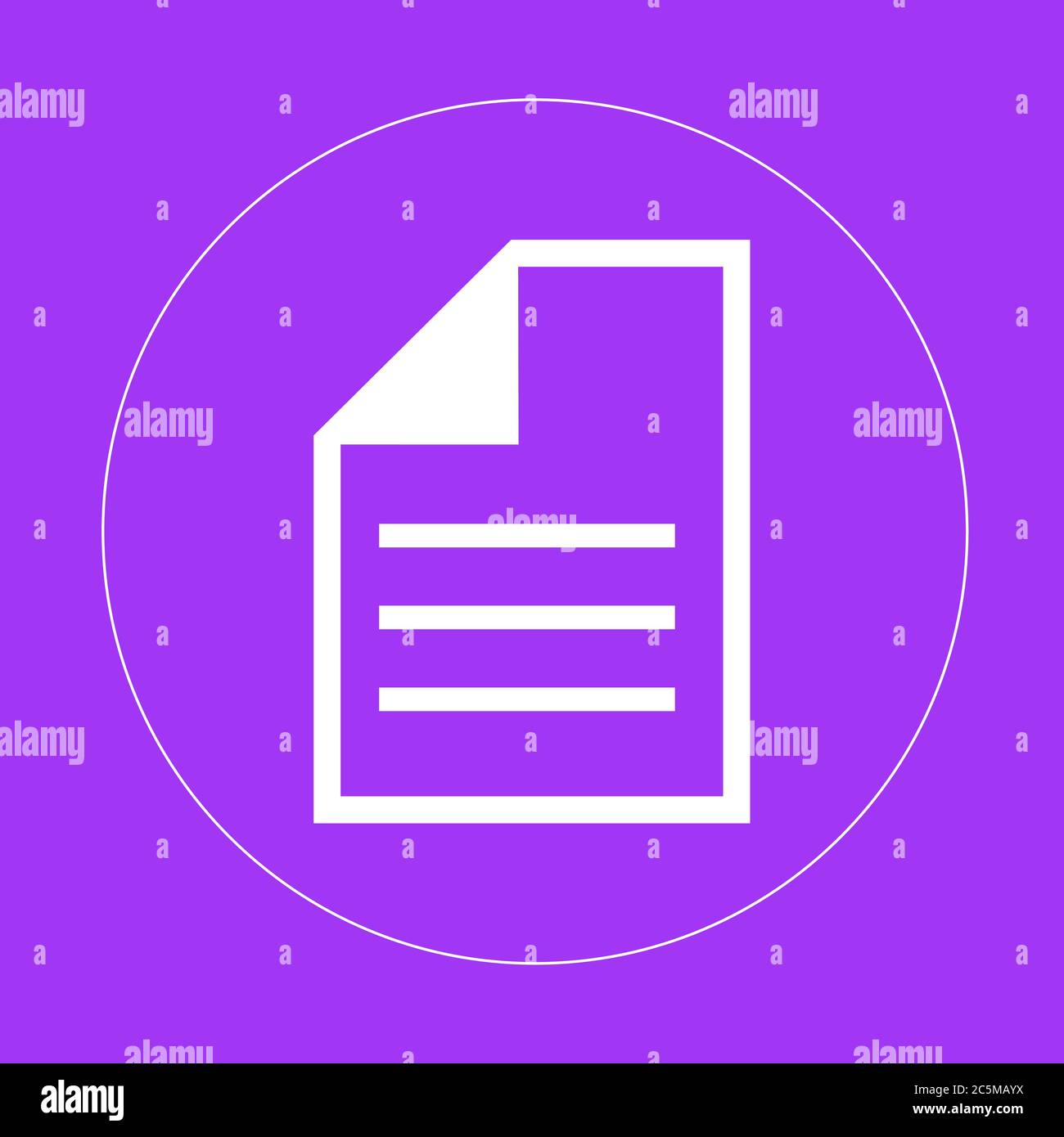 Document sign icon in trendy flat style isolated on purple background ...