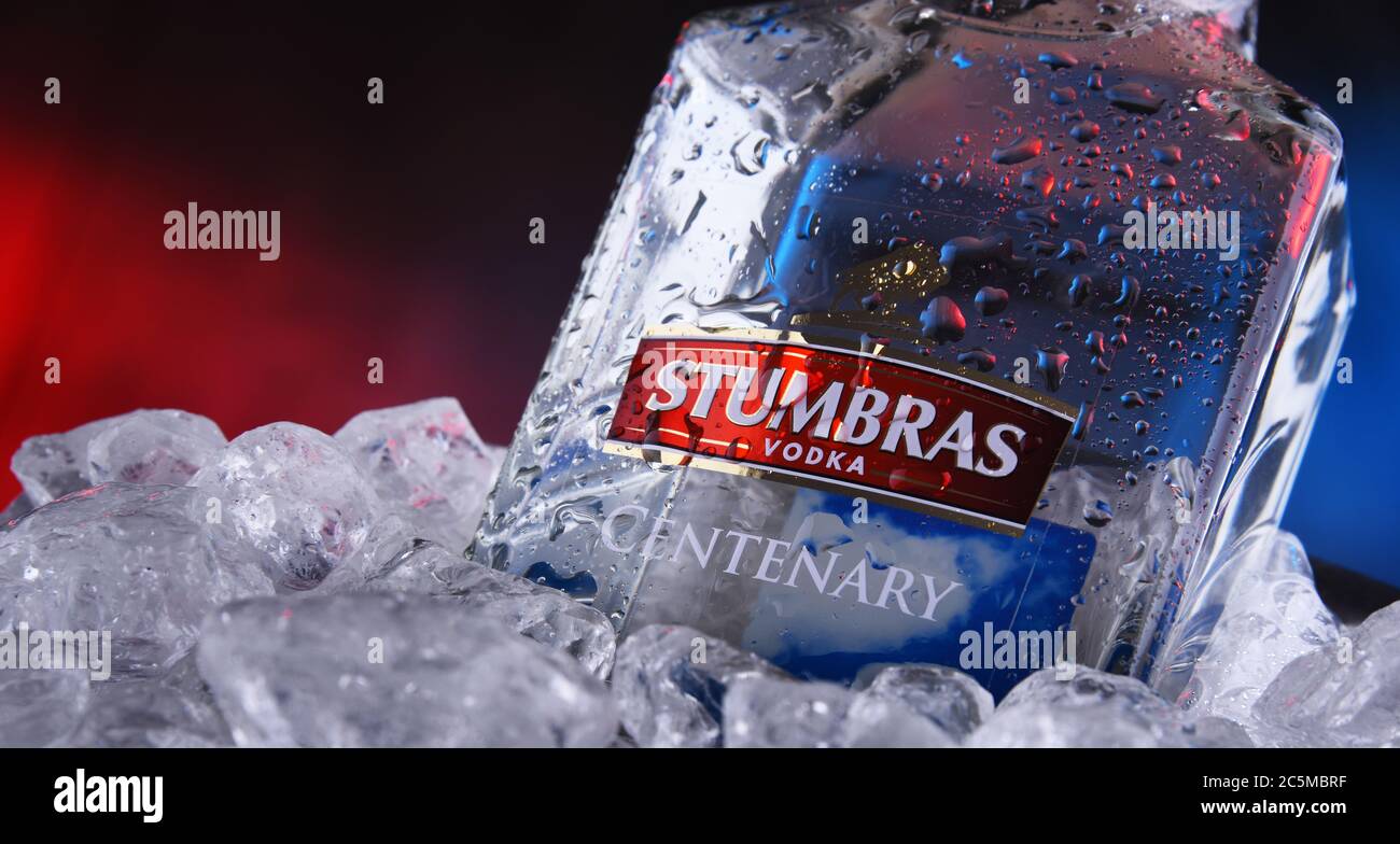 POZNAN, POL - APR 7, 2020: Bottle of Stumbras, a brand of vodka ...
