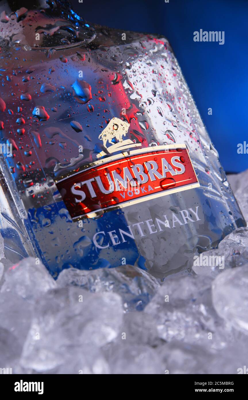 POZNAN, POL - APR 7, 2020: Bottle of Stumbras, a brand of vodka ...