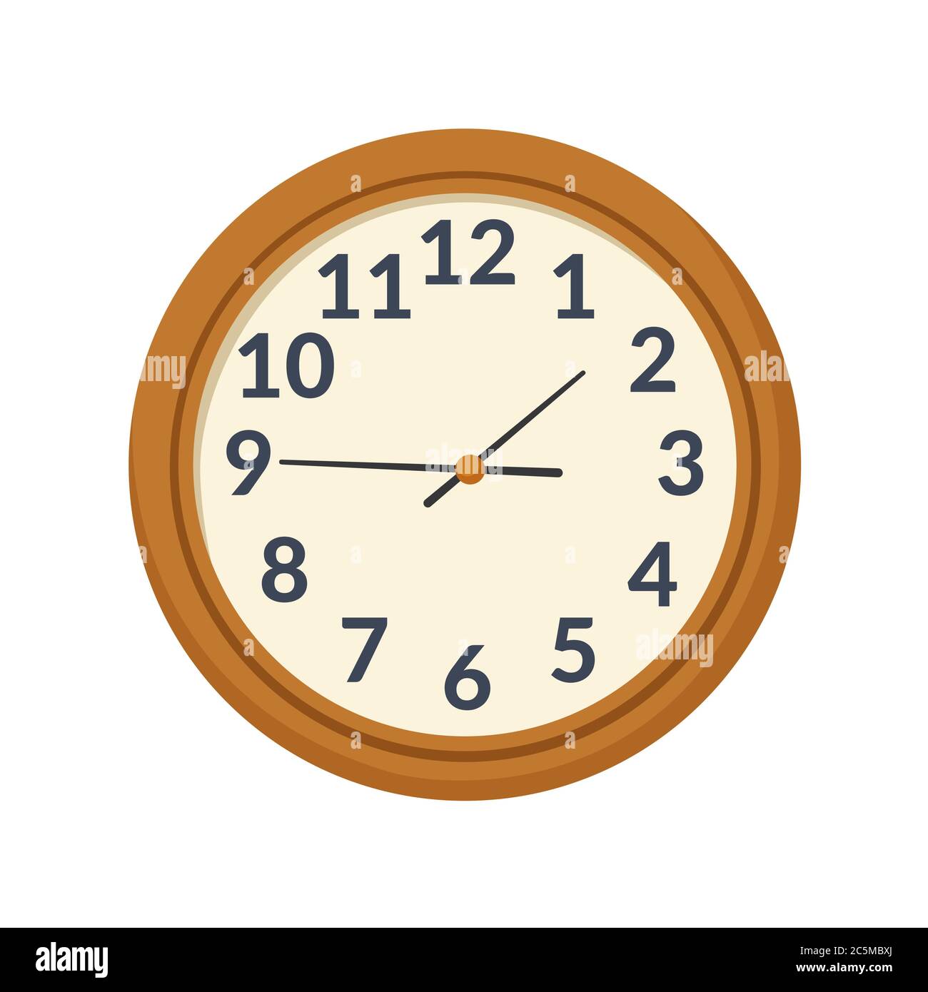 Round wall clock on white background. Vector illustration in trendy ...