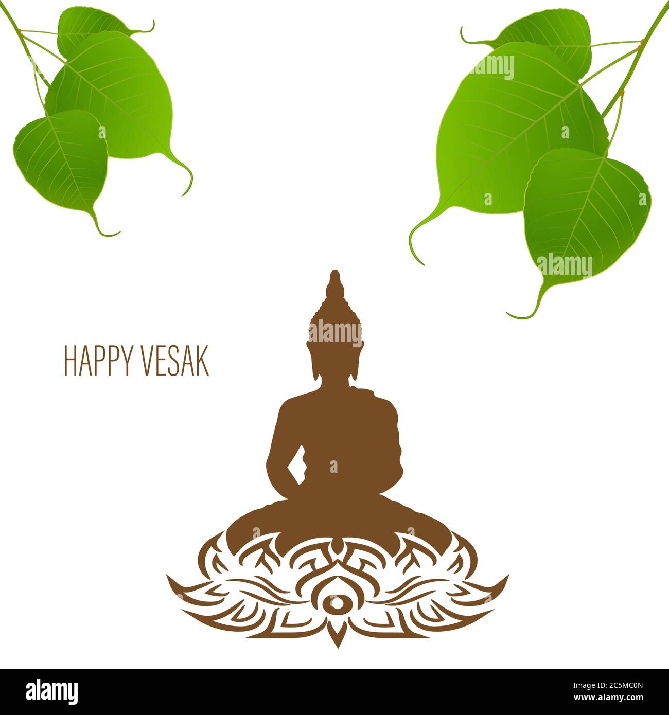 Sacred fig or Pipal tree leaf Buddha Purnima or Vesak day vector ...