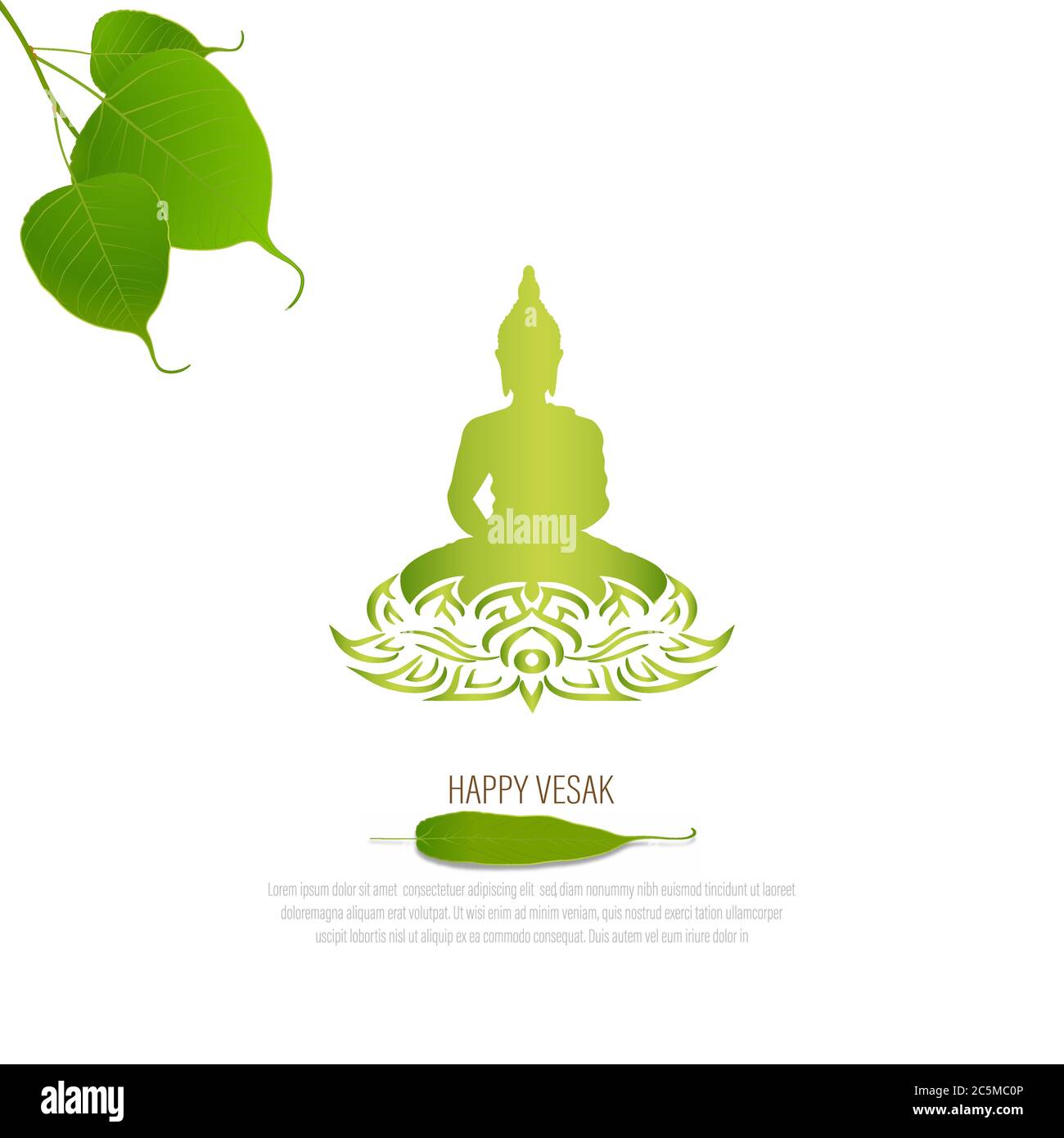Sacred fig or Pipal tree leaf Buddha Purnima or Vesak day vector ...