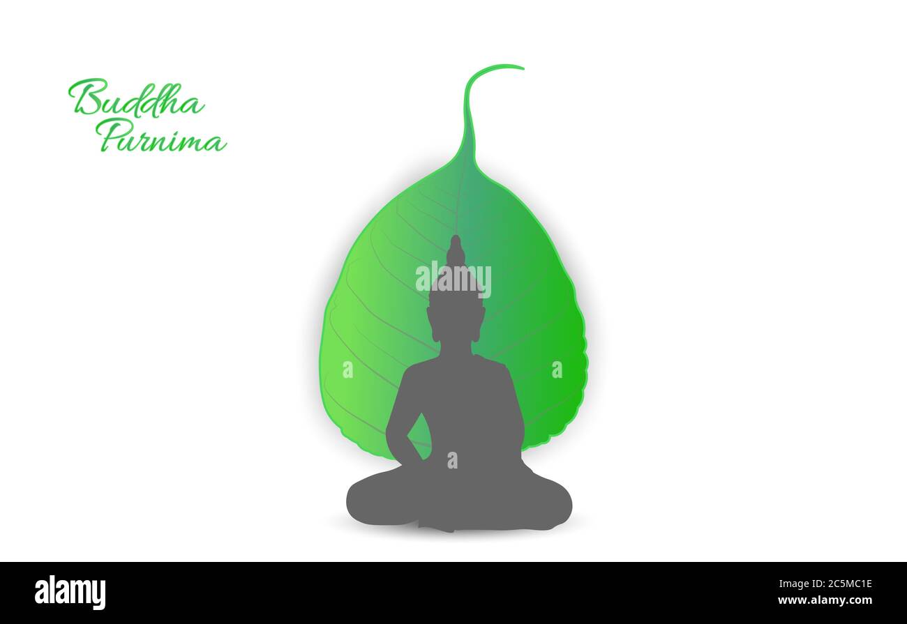 Sacred fig or Pipal tree leaf Buddha Purnima or Vesak day vector ...