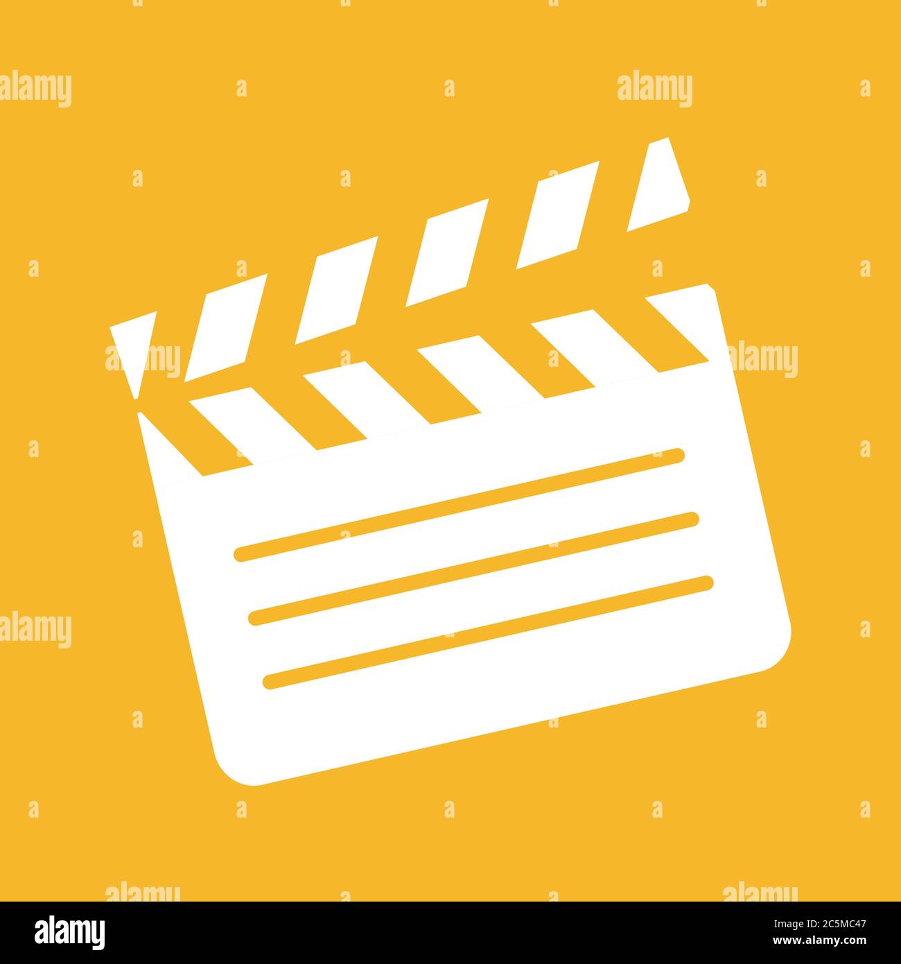 Clapper board icon. For websites and apps. Image on yellow background ...