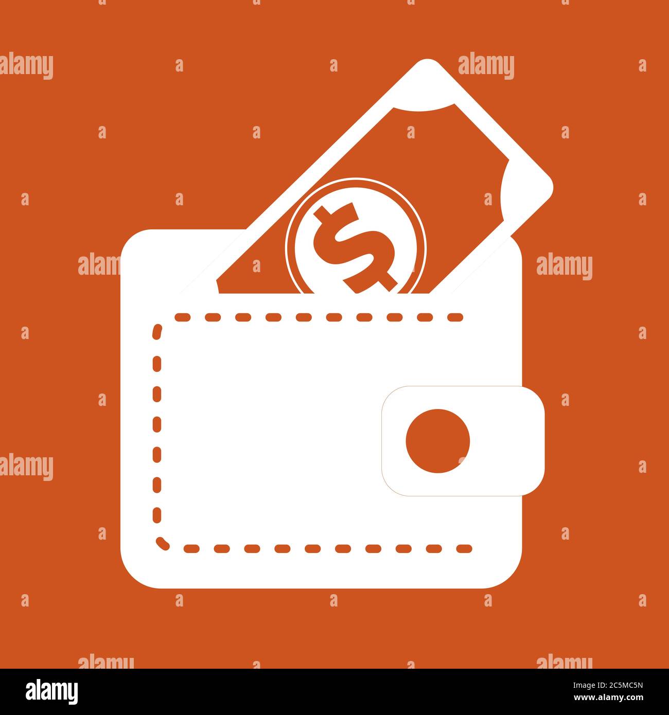 Wallet icon in trendy flat style isolated on red background. Vector ...