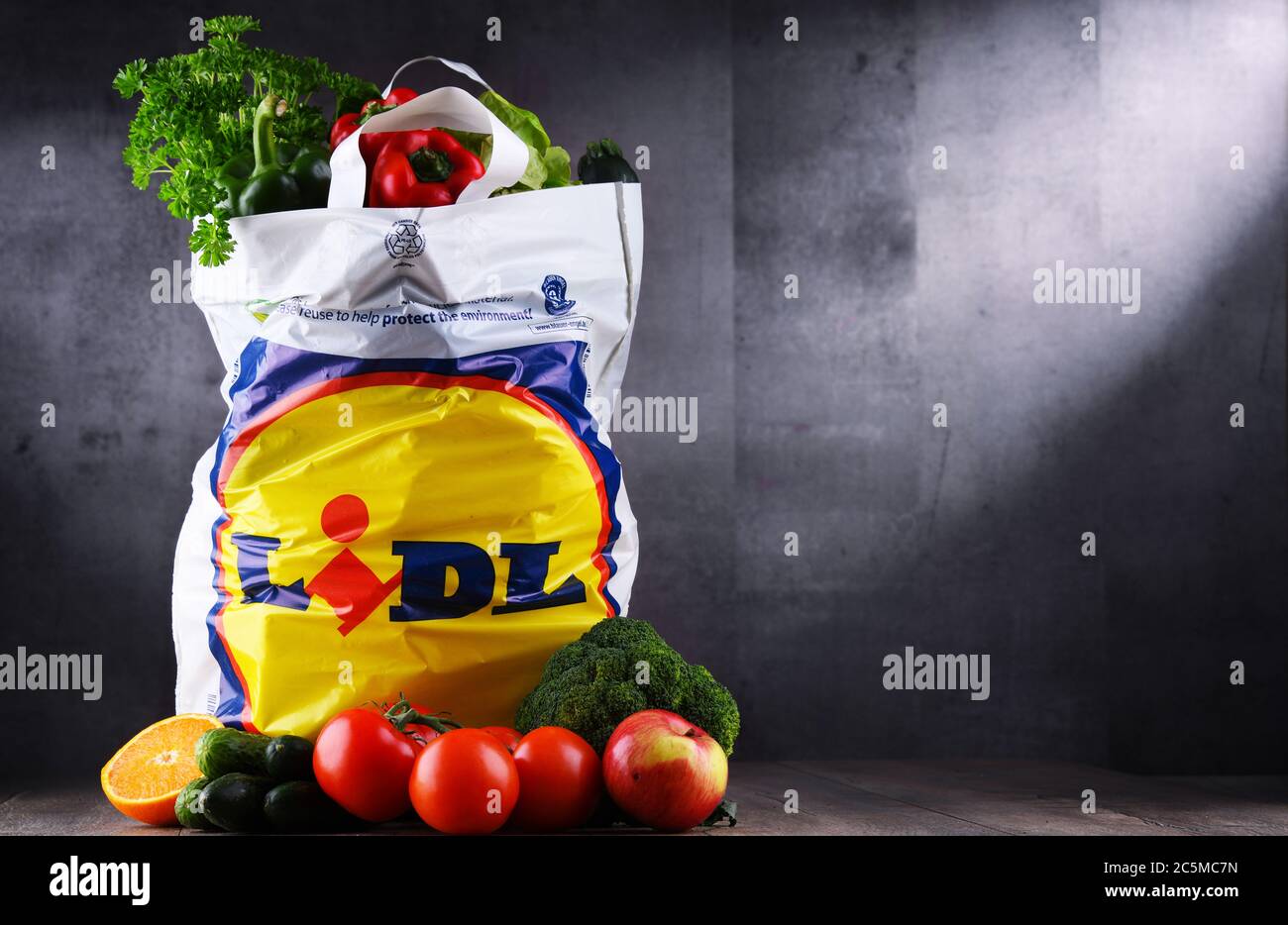 POZNAN, POL - APR 29, 2020: Shopping bag from Lidl, a discount ...