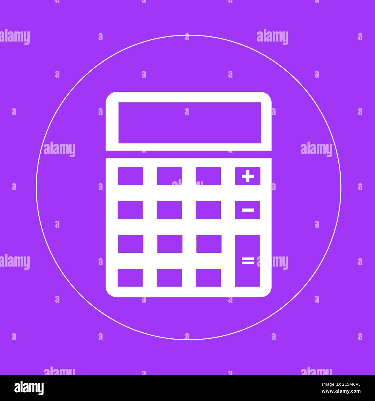 Calculator icon in trendy flat style isolated on red background. Vector ...