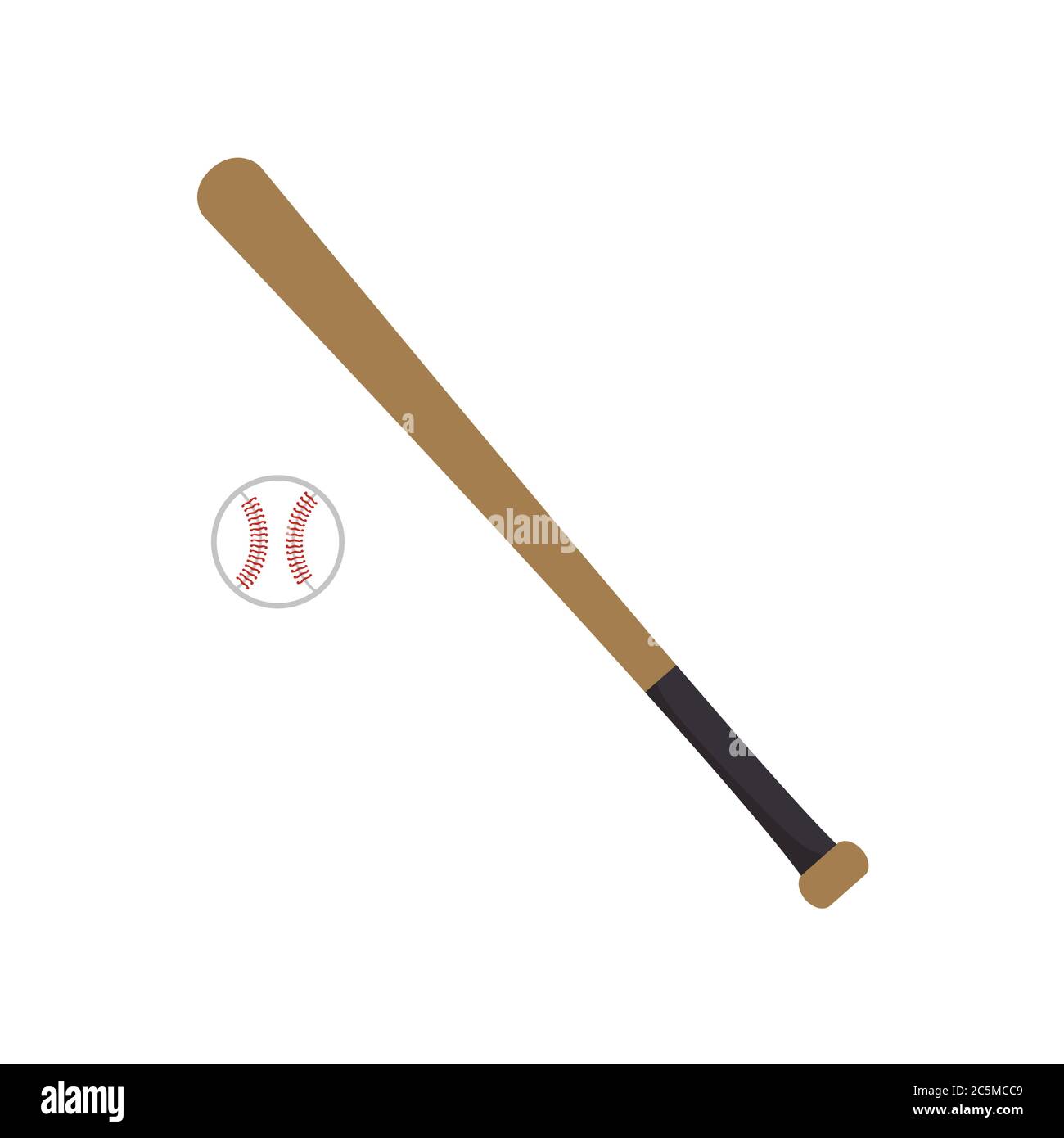 Baseball bat and ball on white background. American sport game ...