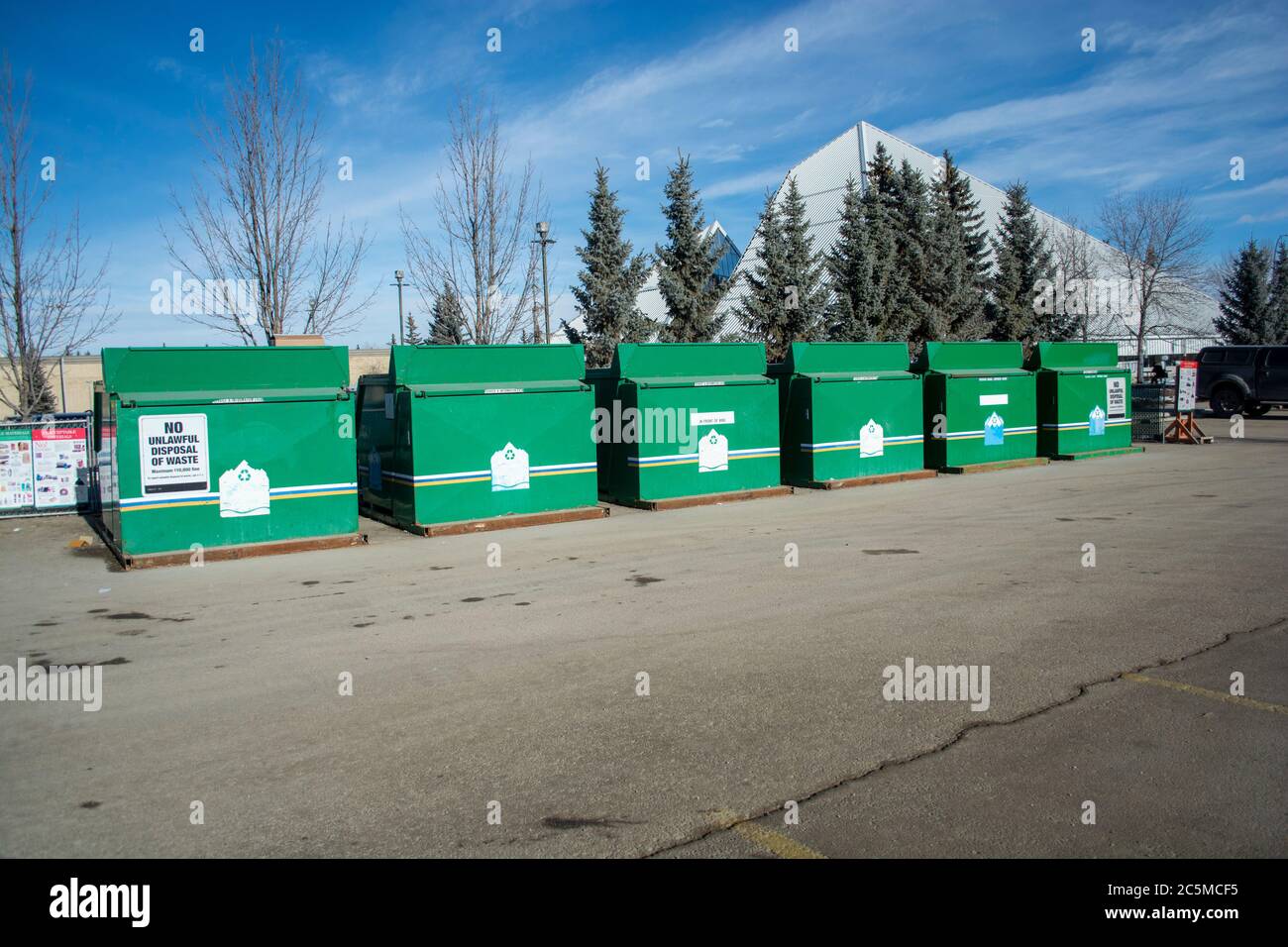 Large Community Recycling Bins - Containers in Park Lot Stock Photo - Alamy
