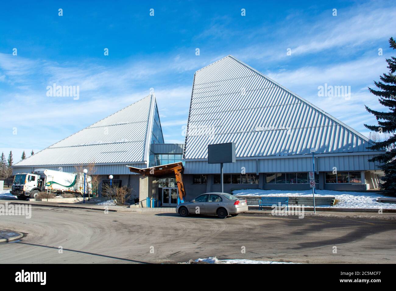 Public Library with Modern Glass Pyramid-style Architecture Stock Photo ...
