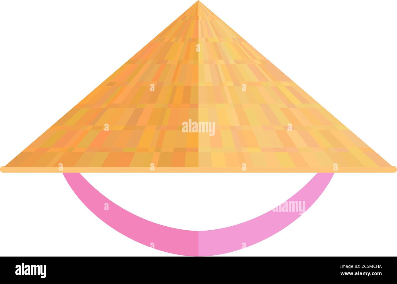 Vietnamese hat in conical shaped patterns isolated on white background ...