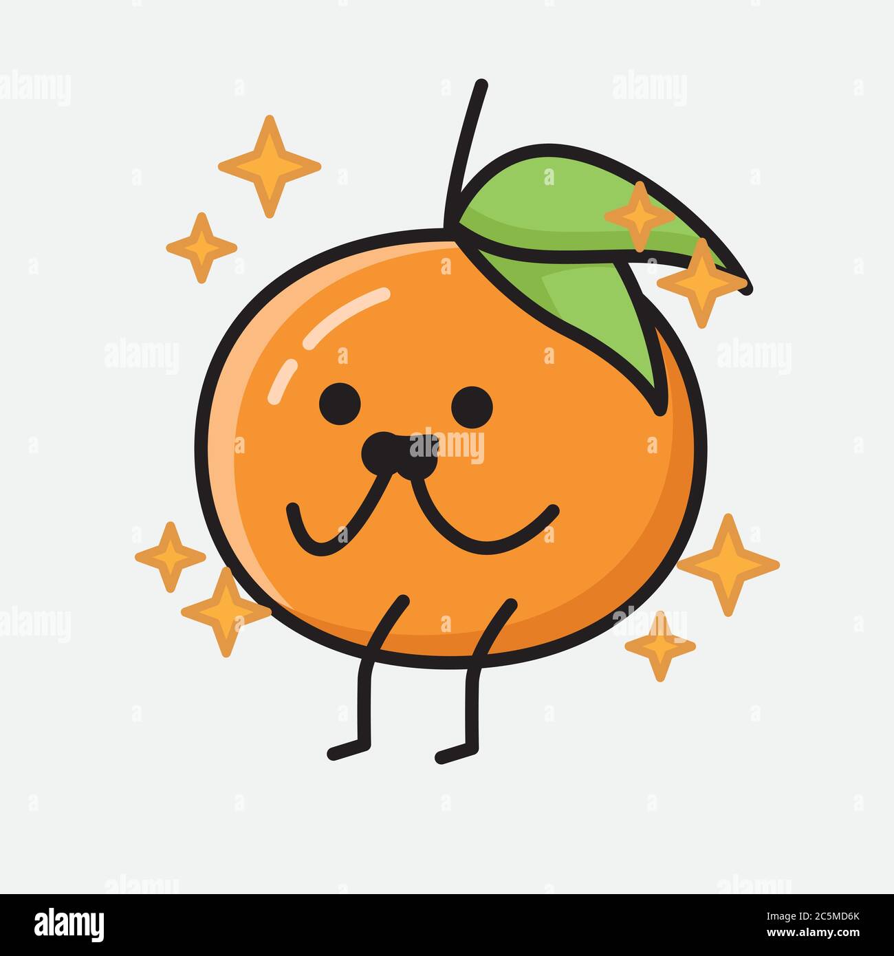 An illustration of Cute Tangerine Fruit Mascot Vector Character Stock ...