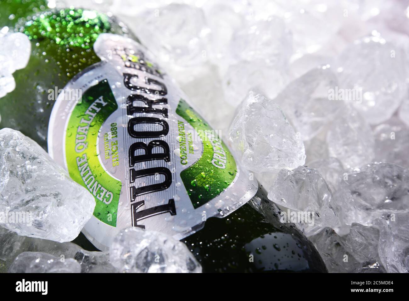 POZNAN, POL - JUN 10, 2020: Bottle of Tuborg beer, produced by a Danish ...