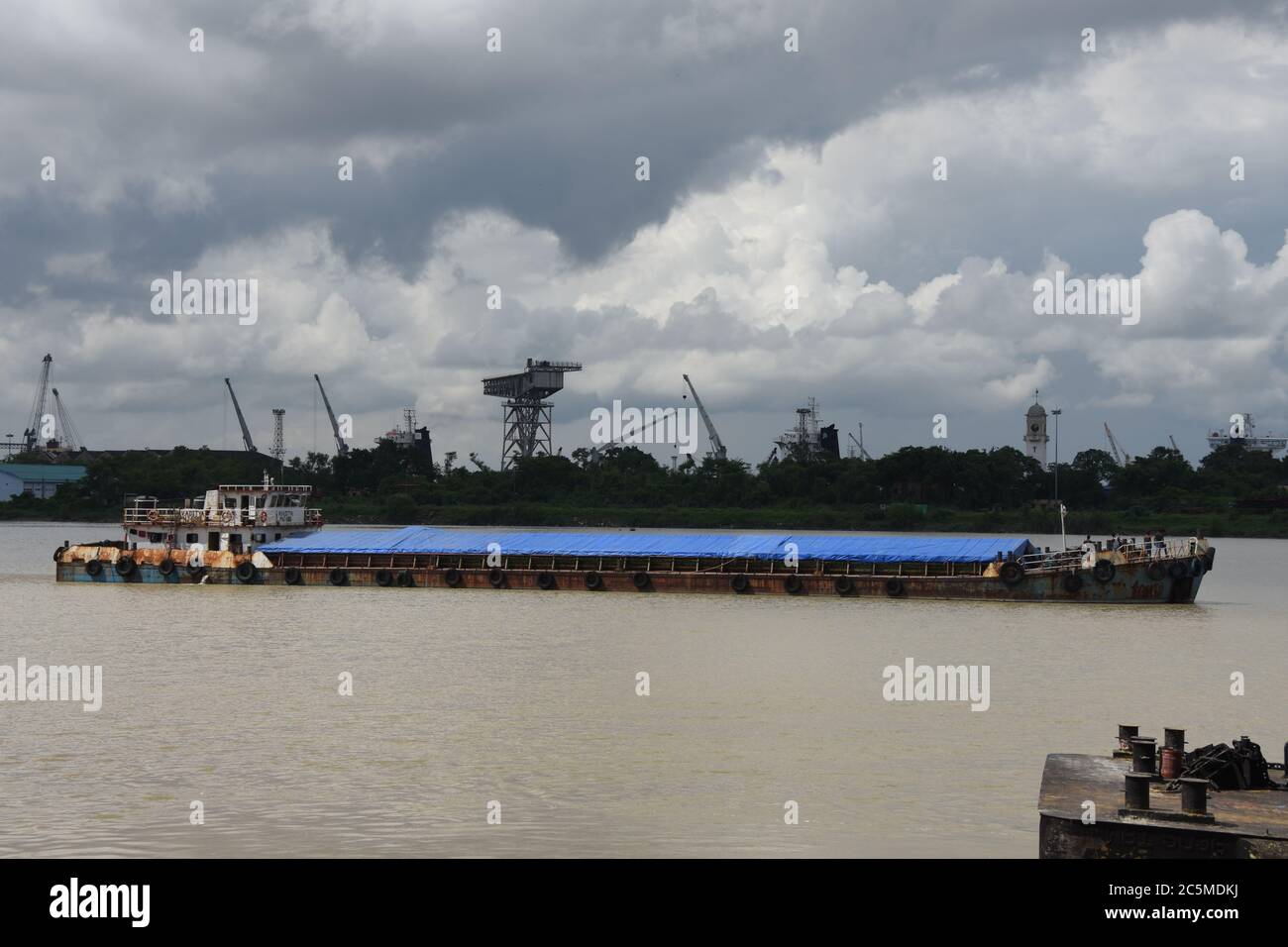 MV Aditya, PNJ 599, cargo ship on the Ganges or river Hooghly. Kolkata ...