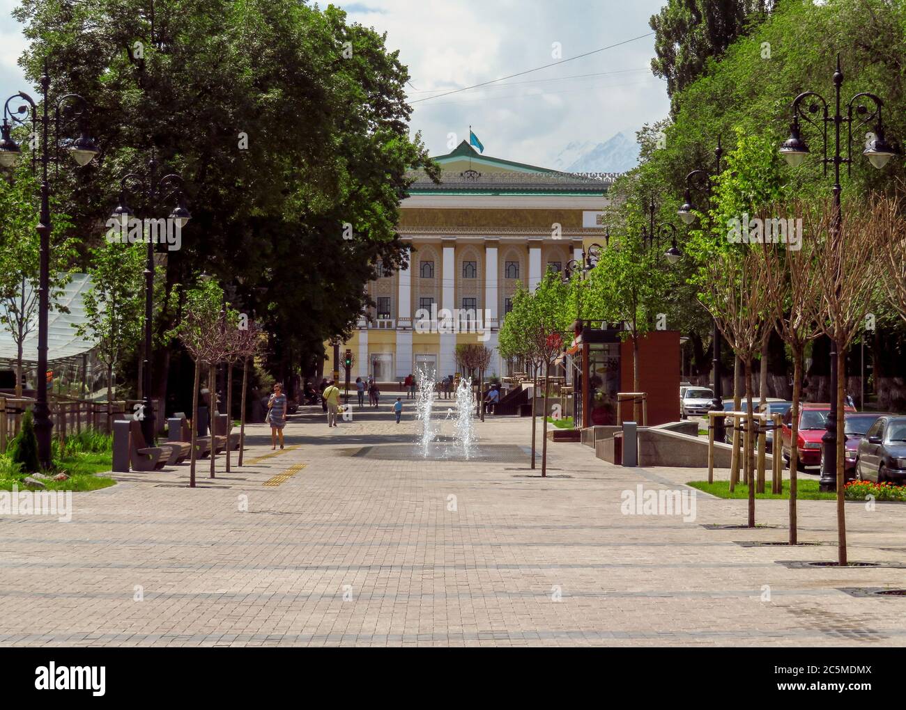 Almaty, Kazakhstan - June 10, 2018: Promenade along Panfilov Street ...