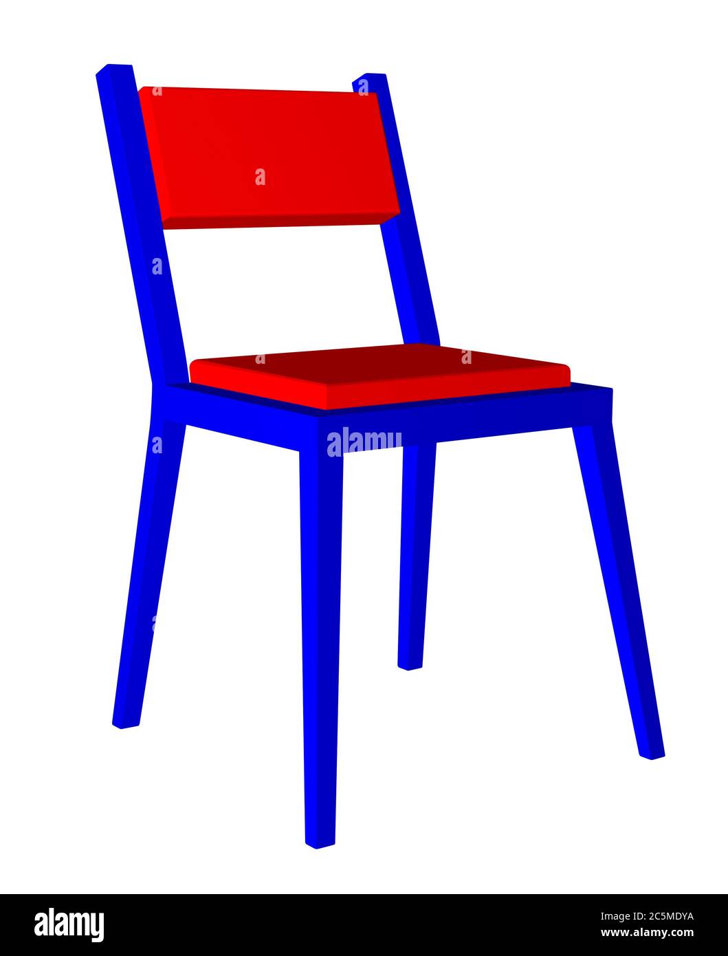 3D rendering of red and blue chair isolated on white. Clipping Path ...
