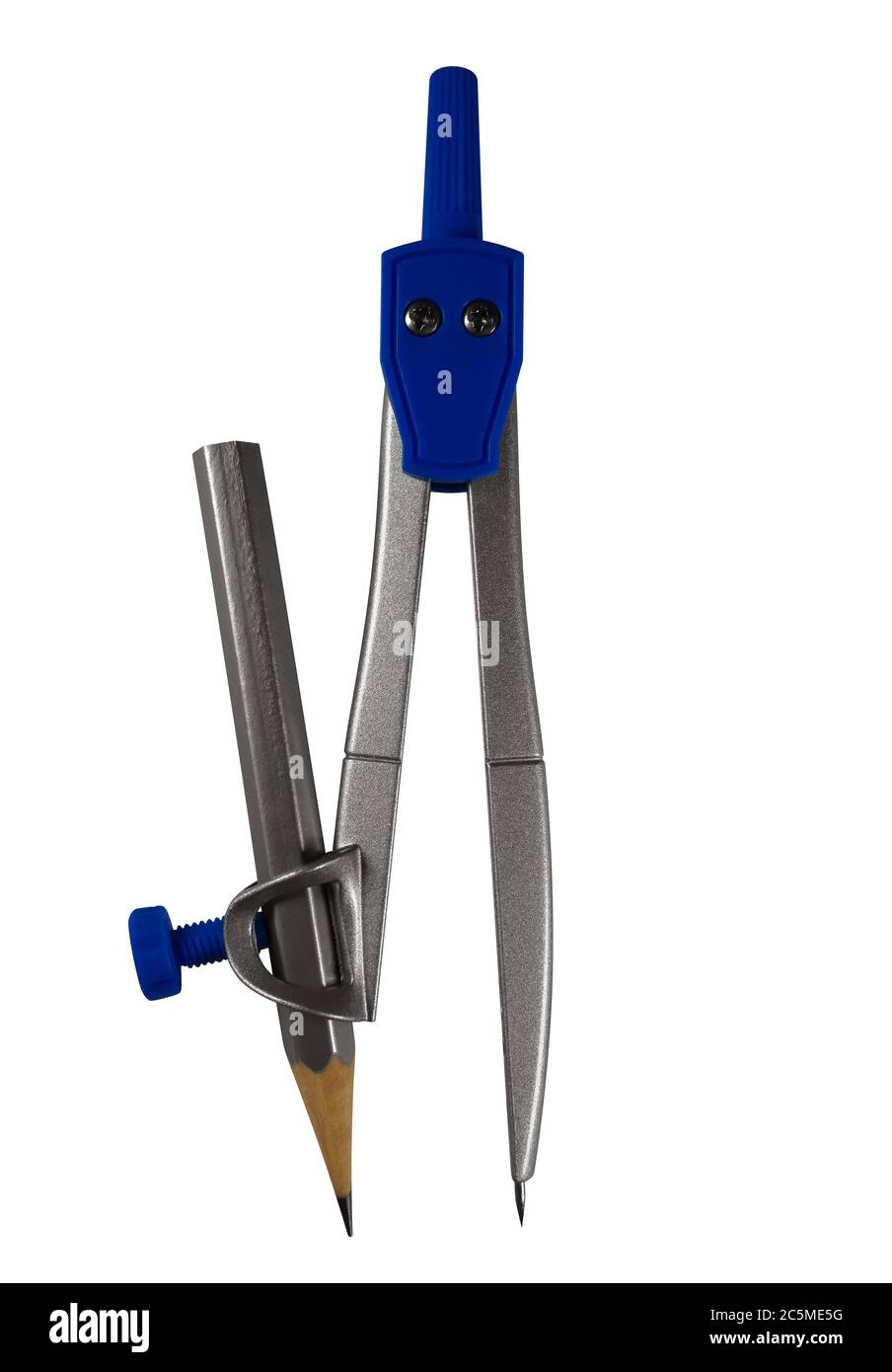 Blue drawing compass isolated on white background with clipping path ...