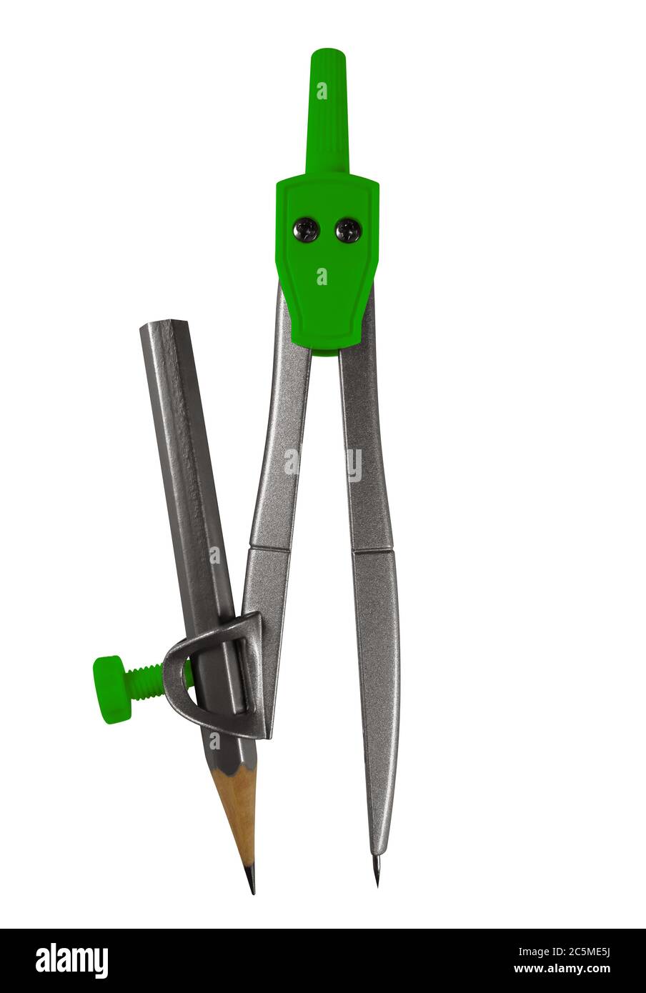 Green drawing compass isolated on white background with clipping path ...