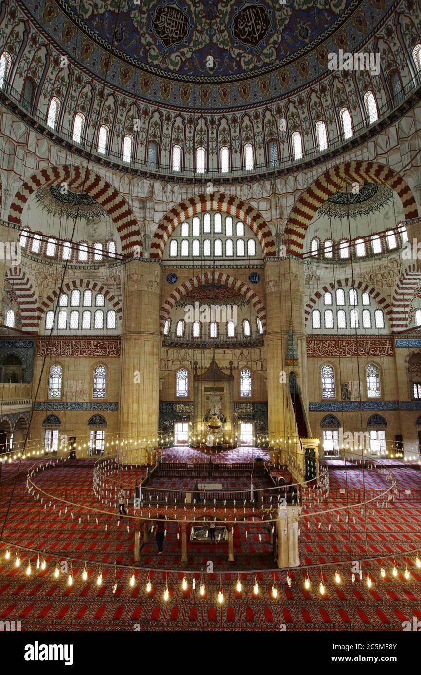 EDIRNE, TURKEY - JULY 01, 2009 : A section of the magnificent interior ...