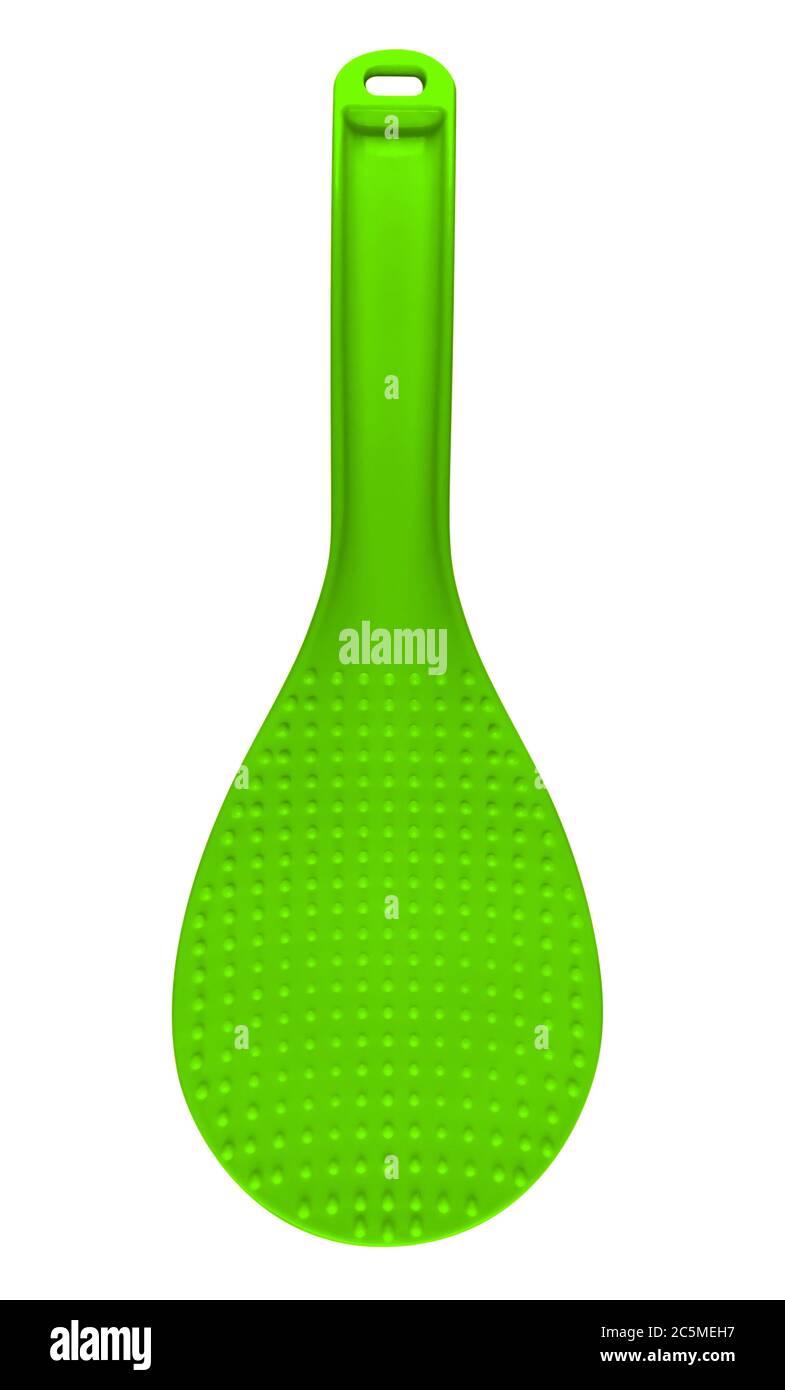 Green kitchen spatula isolated on white with Clipping Path Stock Photo ...