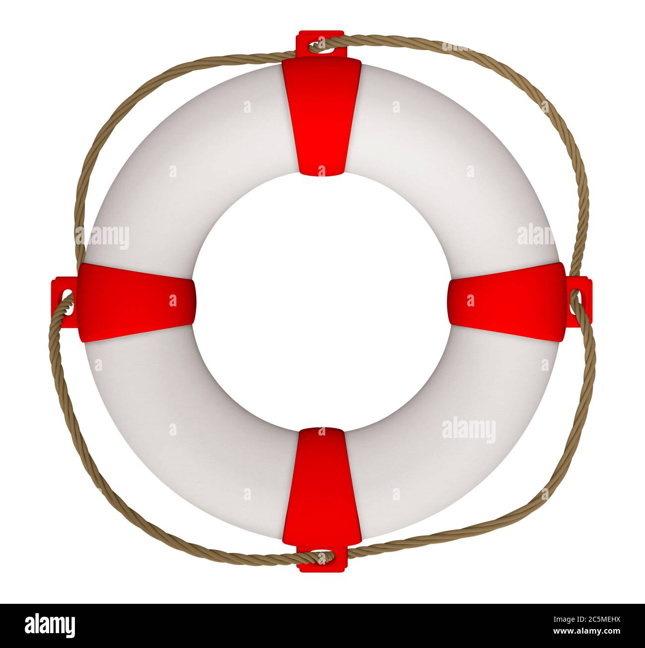 3D rendering of Lifebuoy with rope isolated on white. Clipping Path ...