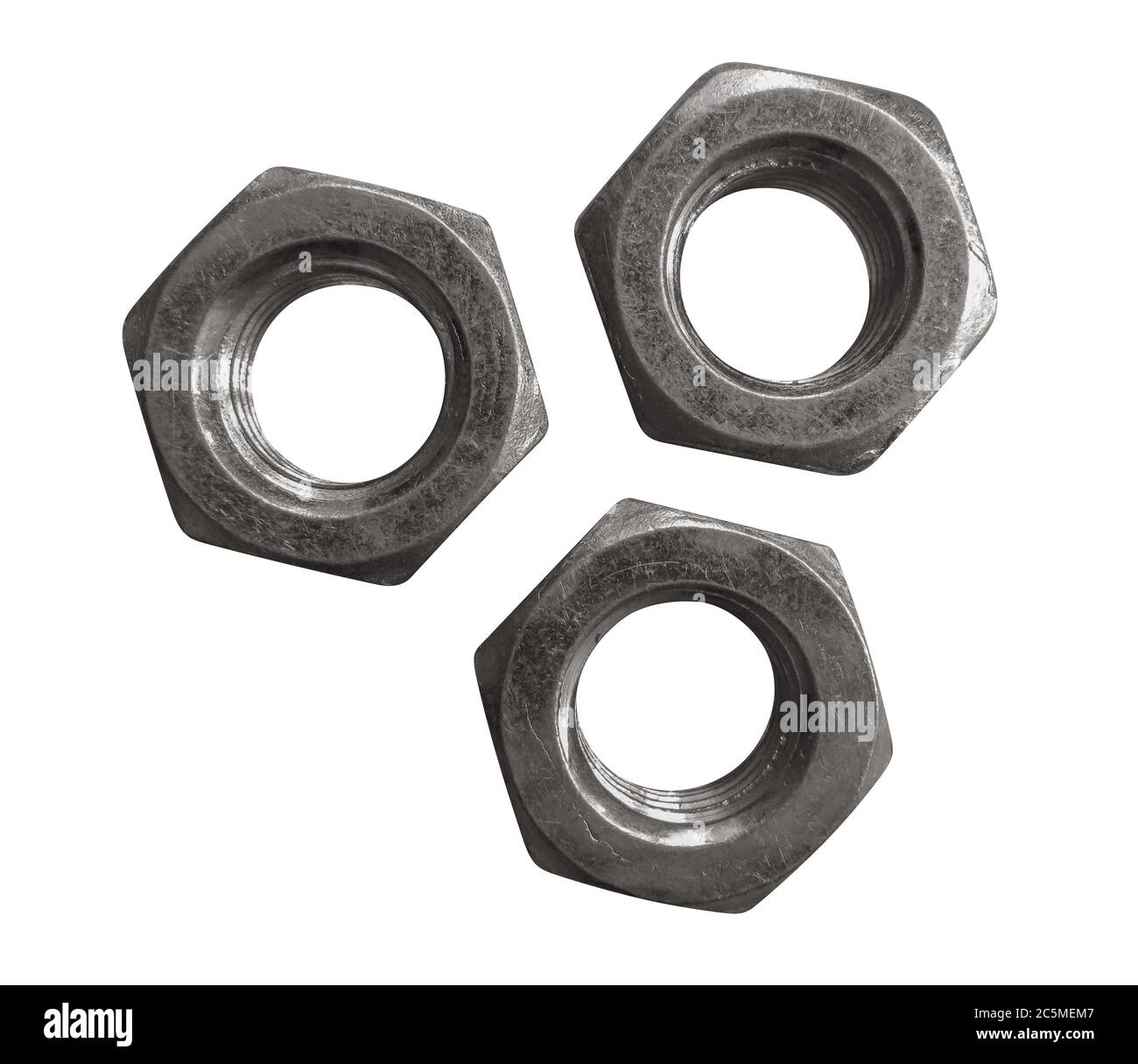 Black metal nuts isolated on white background with Clipping Path Stock ...