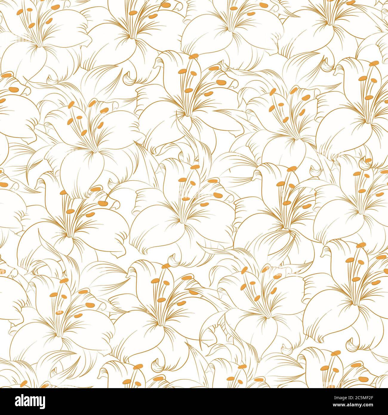 lily flower beautiful outline seamless pattern background Stock Photo ...