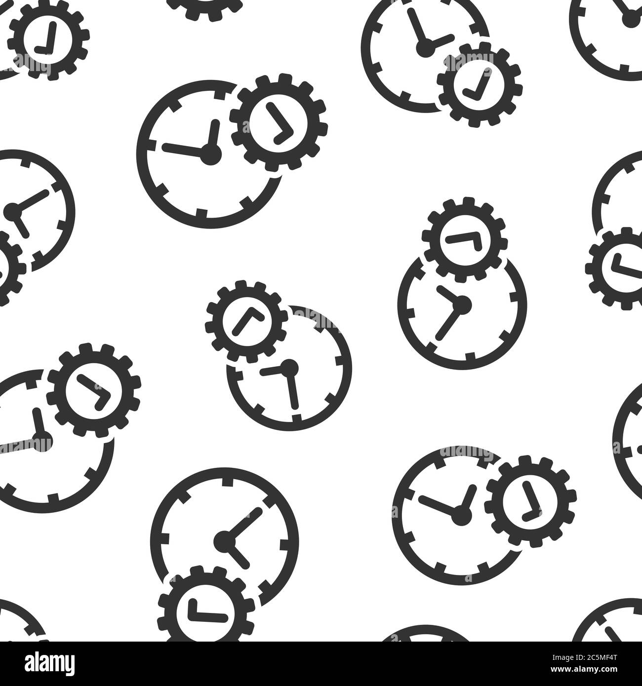 Check mark on clock icon in flat style. Gear with time vector ...