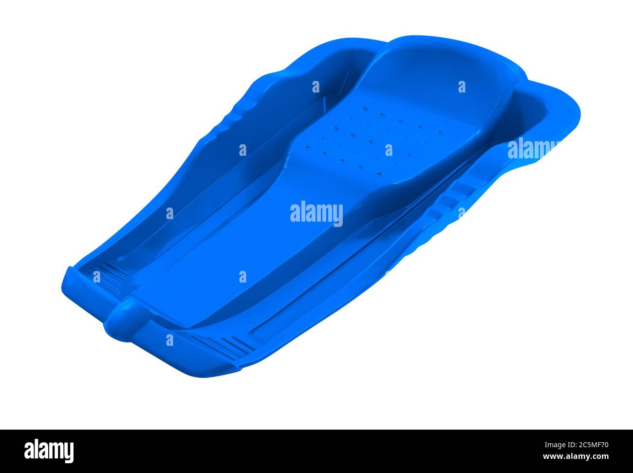 Blue plastic sled isolated on a white background with clipping path ...