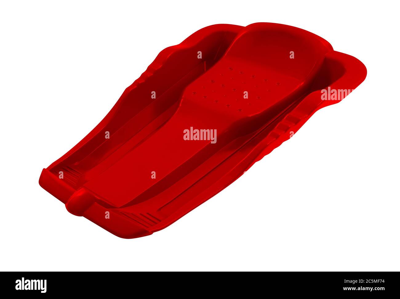 Red plastic sled isolated on a white background with clipping path ...