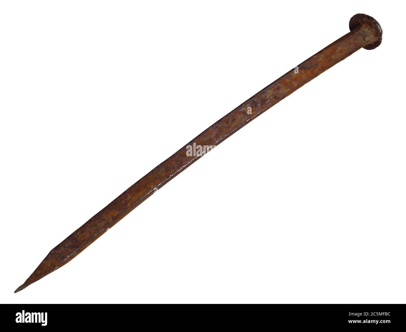 Rusted railroad large nail isolated on white. Clipping Path included ...