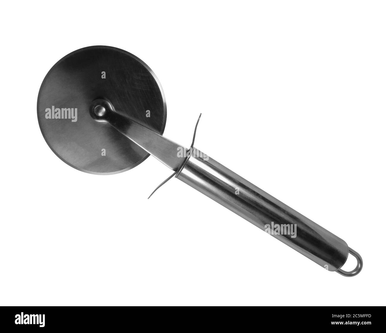 Steel pizza cutter isolated on white background with Clipping Path ...