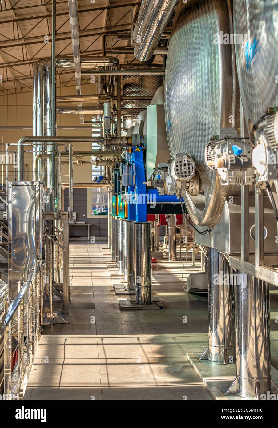 Shabo, Ukraine 09.29.2019. Modern equipment for the production of wine ...