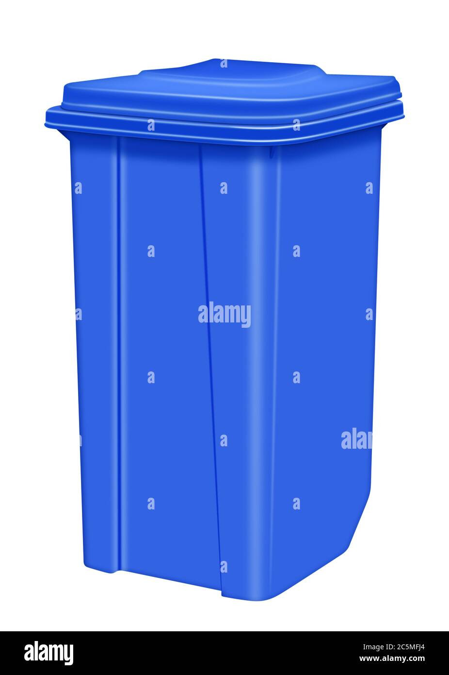 Blue plastic trash can isolated on white background Stock Photo - Alamy