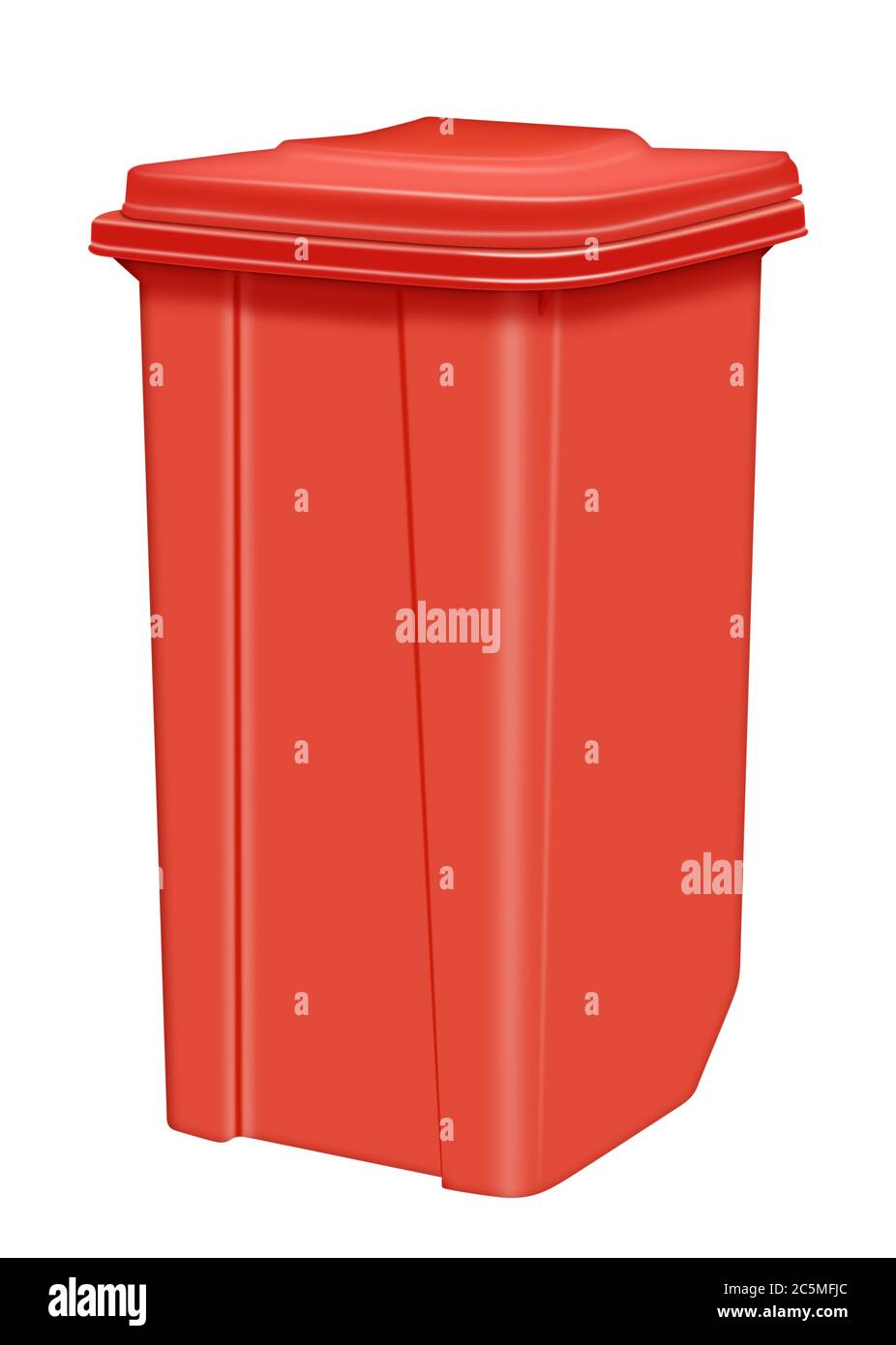 Red plastic trash can isolated on white background Stock Photo - Alamy