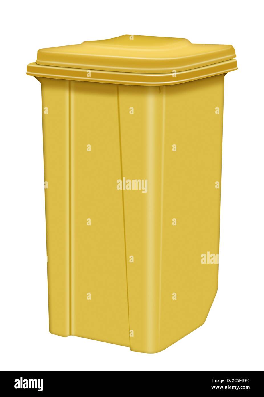 Yellow plastic trash can isolated on white background Stock Photo - Alamy