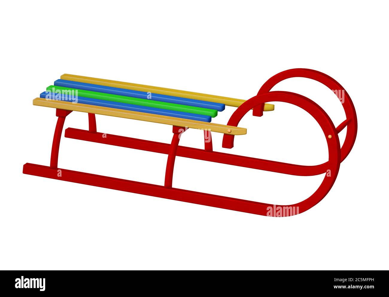 Wooden colorful canadian sledge isolated on white background Stock ...