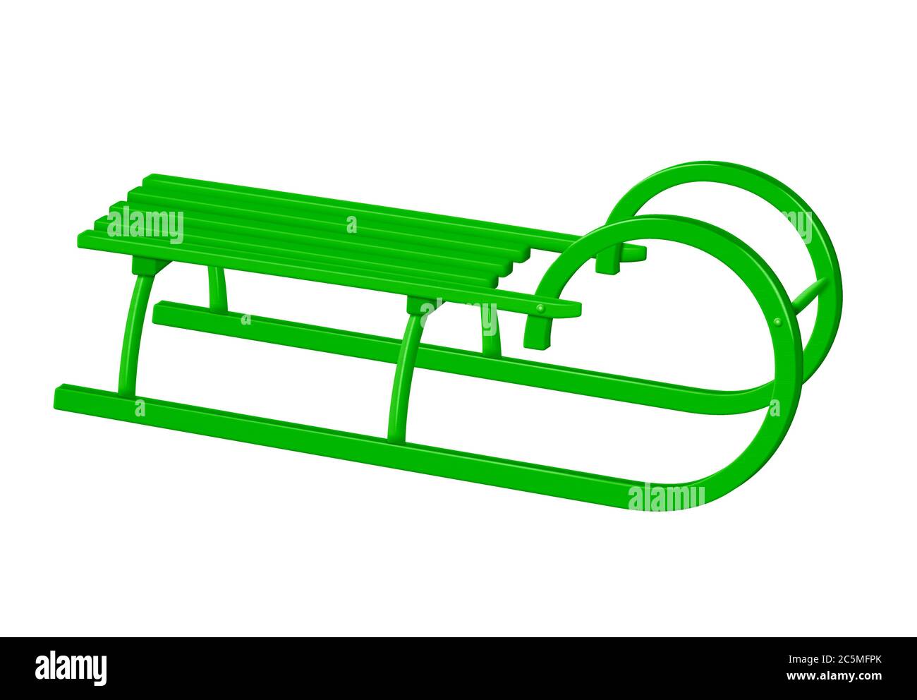 Wooden green canadian sledge isolated on white background Stock Photo ...