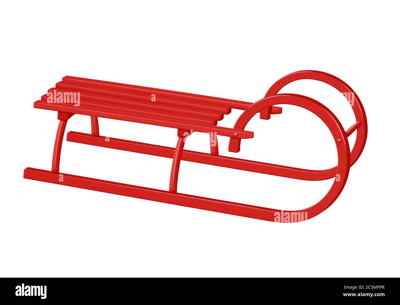 Wooden red canadian sledge isolated on white background Stock Photo - Alamy