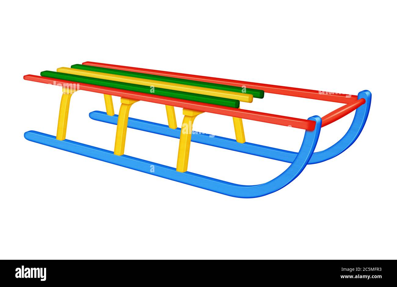 Wooden colorful canadian sledge isolated on white background Stock ...