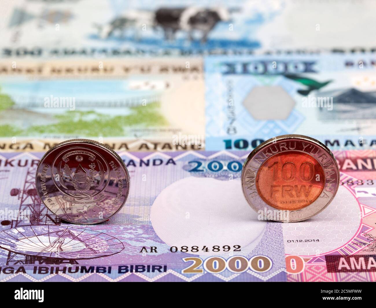 Rwandan coins - franc on the background of money Stock Photo - Alamy