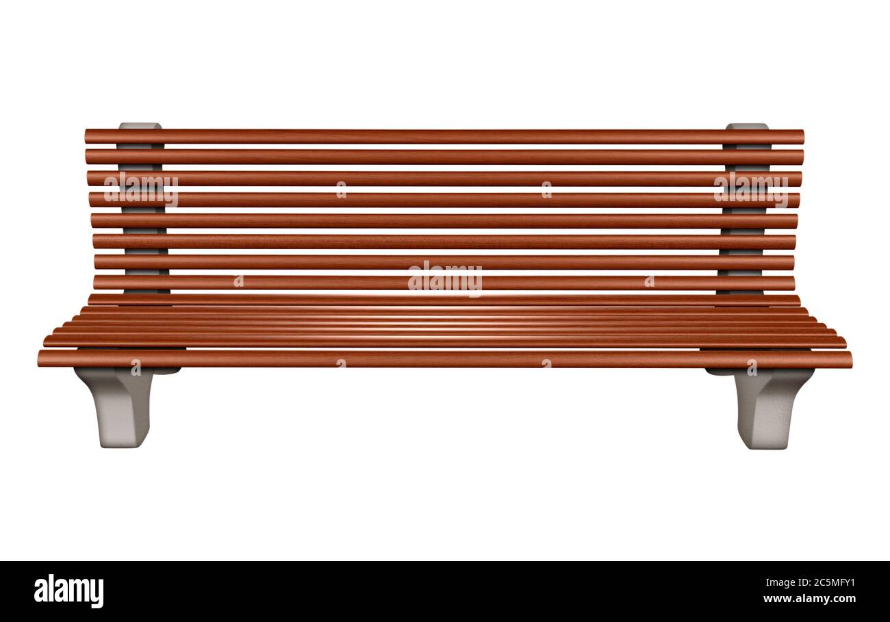 3D rendering of wooden park bench isolated on white background Stock ...