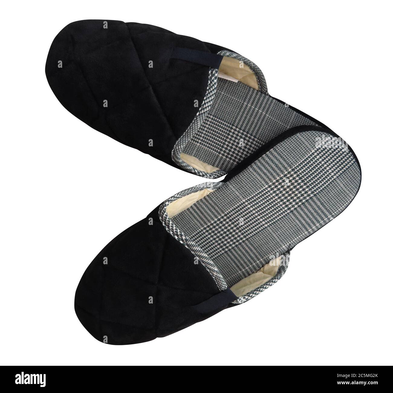 Woolen black slippers isolated on white background. Clipping Path ...